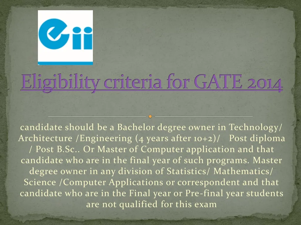 PPT - Eligibility criteria for GATE 2014 PowerPoint Presentation, free ...