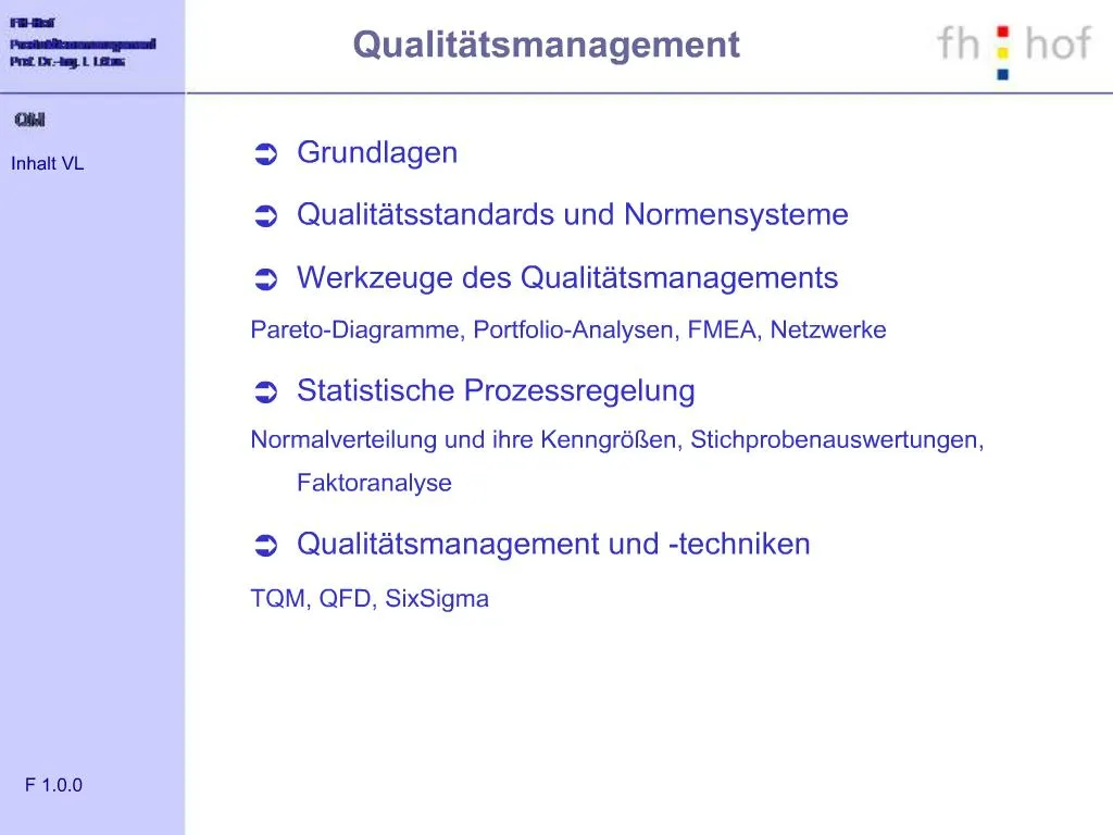 PPT - Qualit tsmanagement PowerPoint Presentation, free download - ID:1343445
