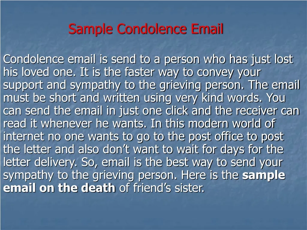 PPT - Sample Condolence Email PowerPoint Presentation, free download ...