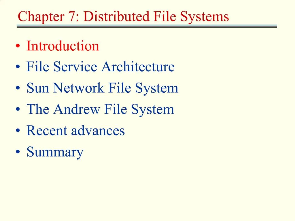 PPT - Introduction File Service Architecture Sun Network File System ...