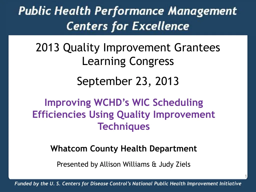 PPT - Improving WCHD’s WIC Scheduling Efficiencies Using Quality Improvement Techniques ...