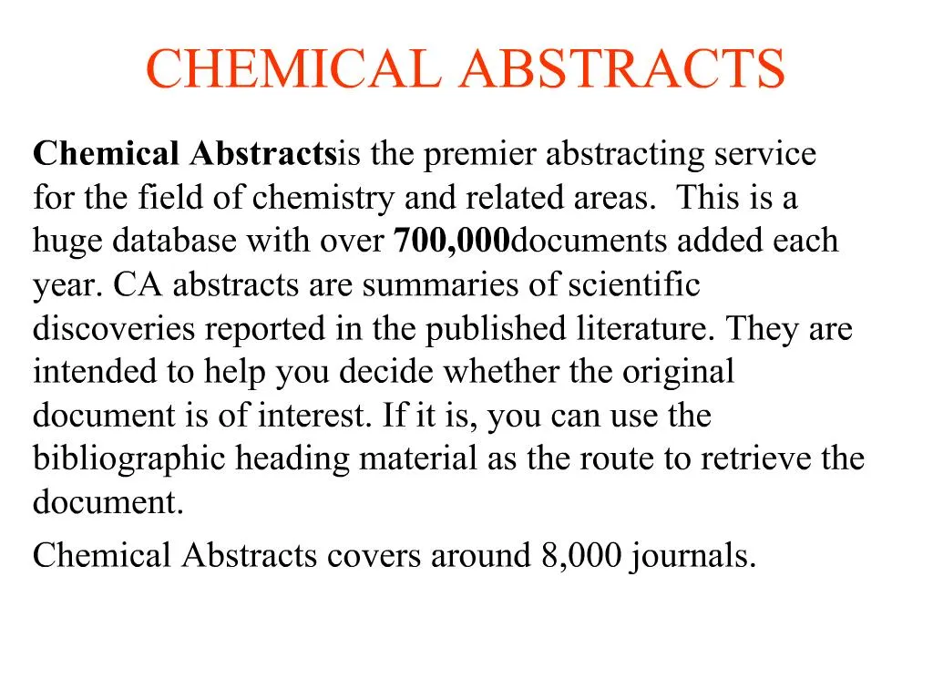 PPT - CHEMICAL ABSTRACTS PowerPoint Presentation, free download - ID ...