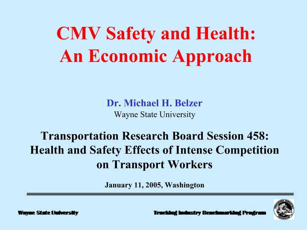 PPT - CMV Safety and Health: An Economic Approach PowerPoint ...