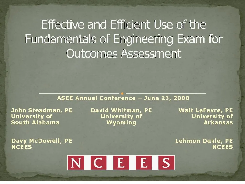 PPT - effective and efficient use of the fundamentals of engineering ...
