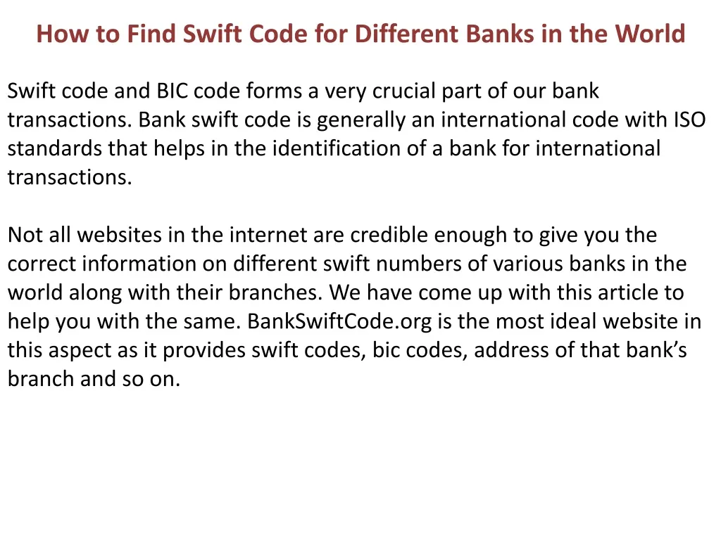 Ppt How To Find Swift Code For Different Banks In The World Powerpoint Presentation Id 1402564