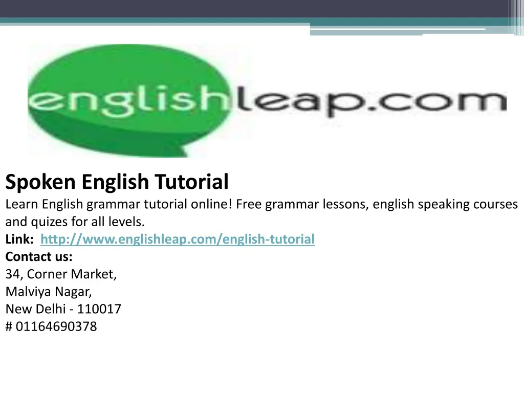PPT - Spoken English Tutorial PowerPoint Presentation, free download ...