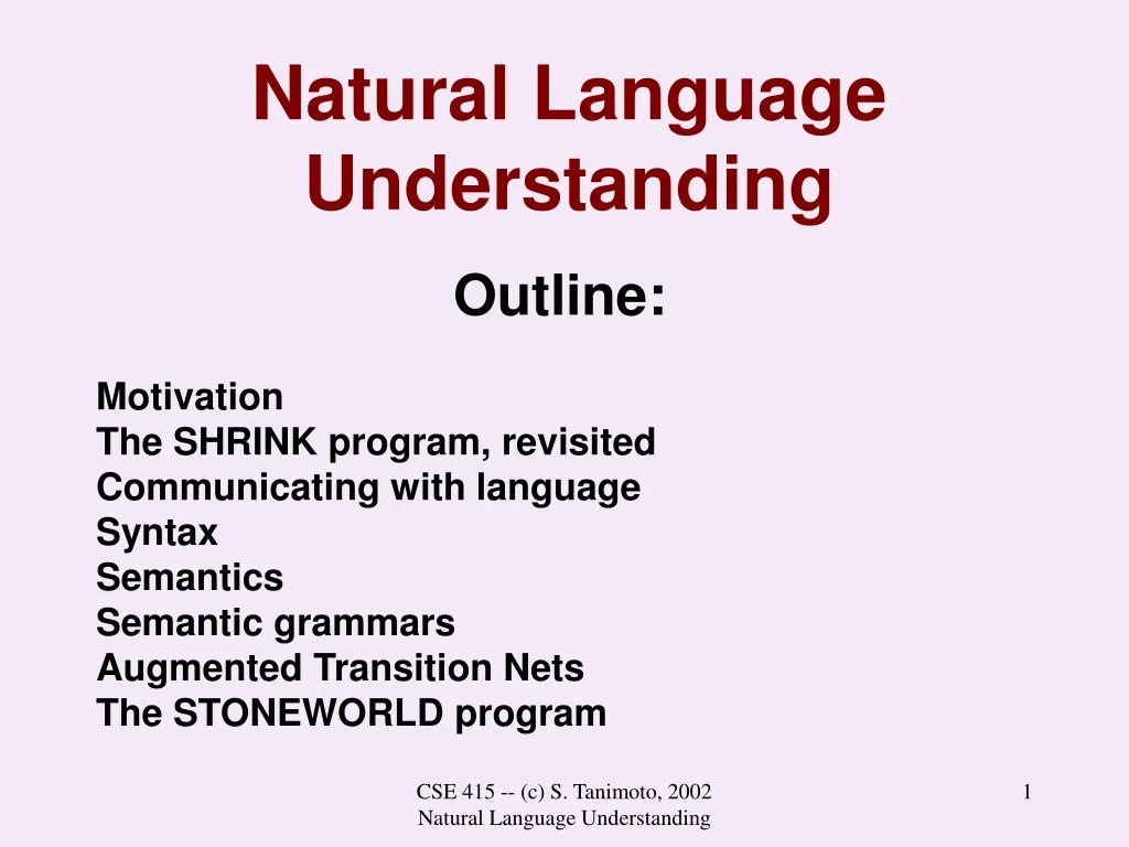 PPT - Natural Language Understanding PowerPoint Presentation, free ...