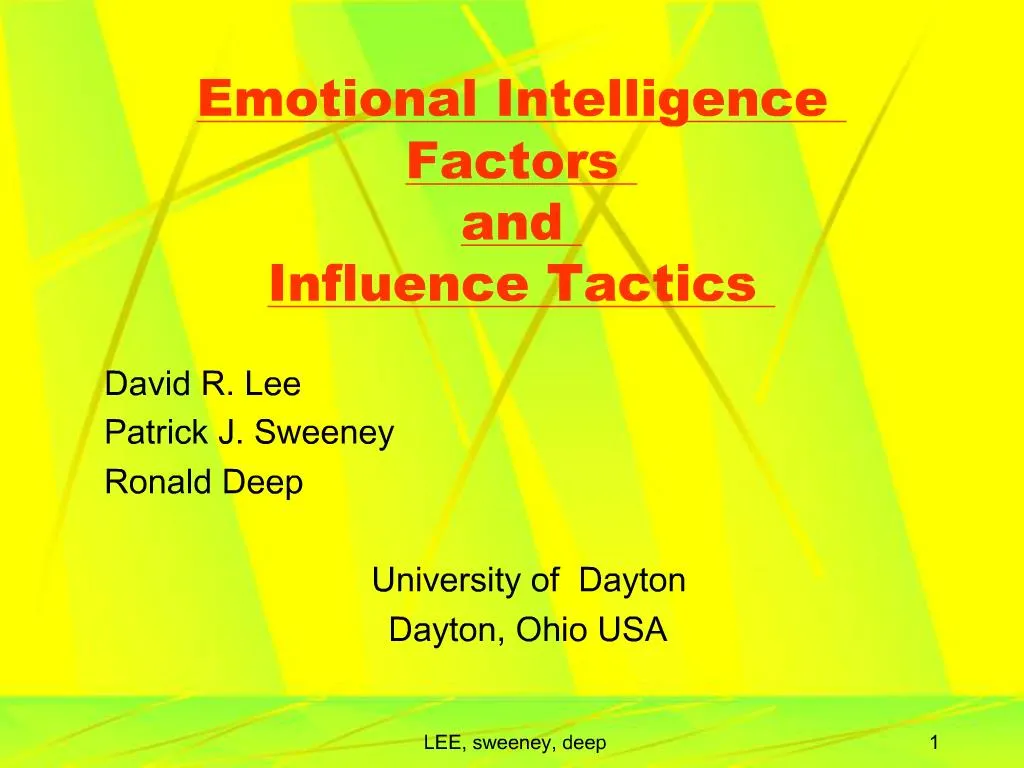 PPT - Emotional Intelligence Factors and Influence Tactics PowerPoint ...