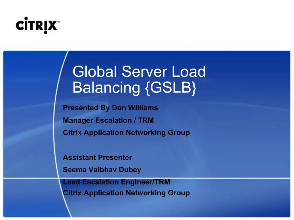 PPT - Global Server Load Balancing {GSLB} PowerPoint Presentation, free ...