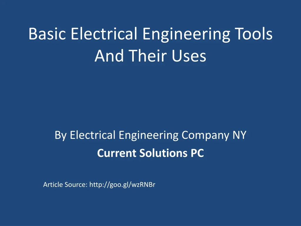 PPT - Basic Electrical Engineering Tools PowerPoint Presentation, free ...