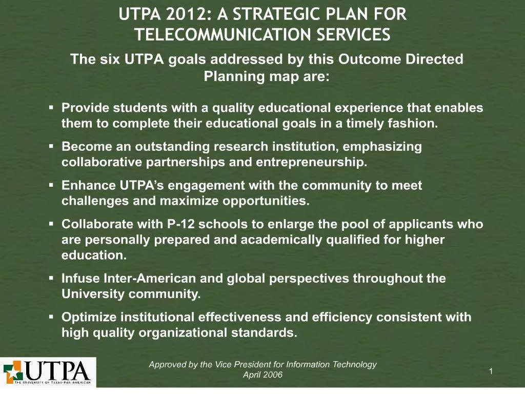PPT - the six utpa goals addressed by this outcome directed planning ...