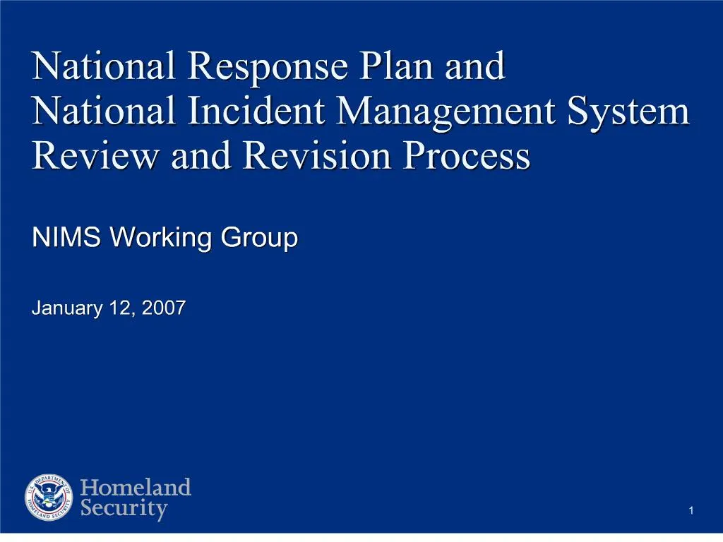 PPT - national response plan and national incident management system ...