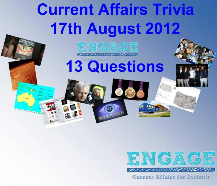 PPT - Current Affairs Trivia 17th August 2012 13 Questions PowerPoint ...
