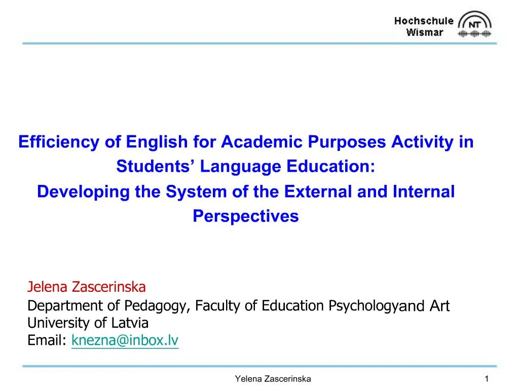 PPT - Efficiency of English for Academic Purposes Activity in Students ...