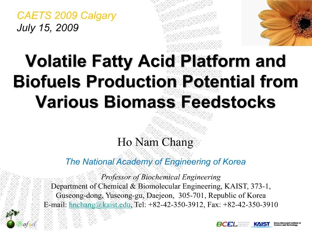 PPT - volatile fatty acid platform and biofuels production potential ...