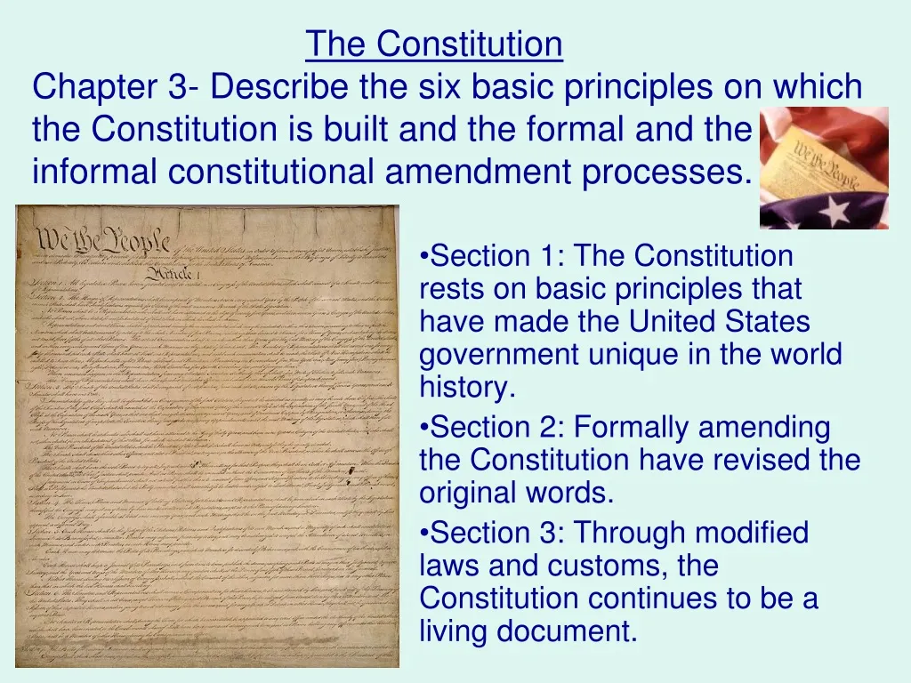 PPT - Outline the important elements of the Constitution. PowerPoint ...