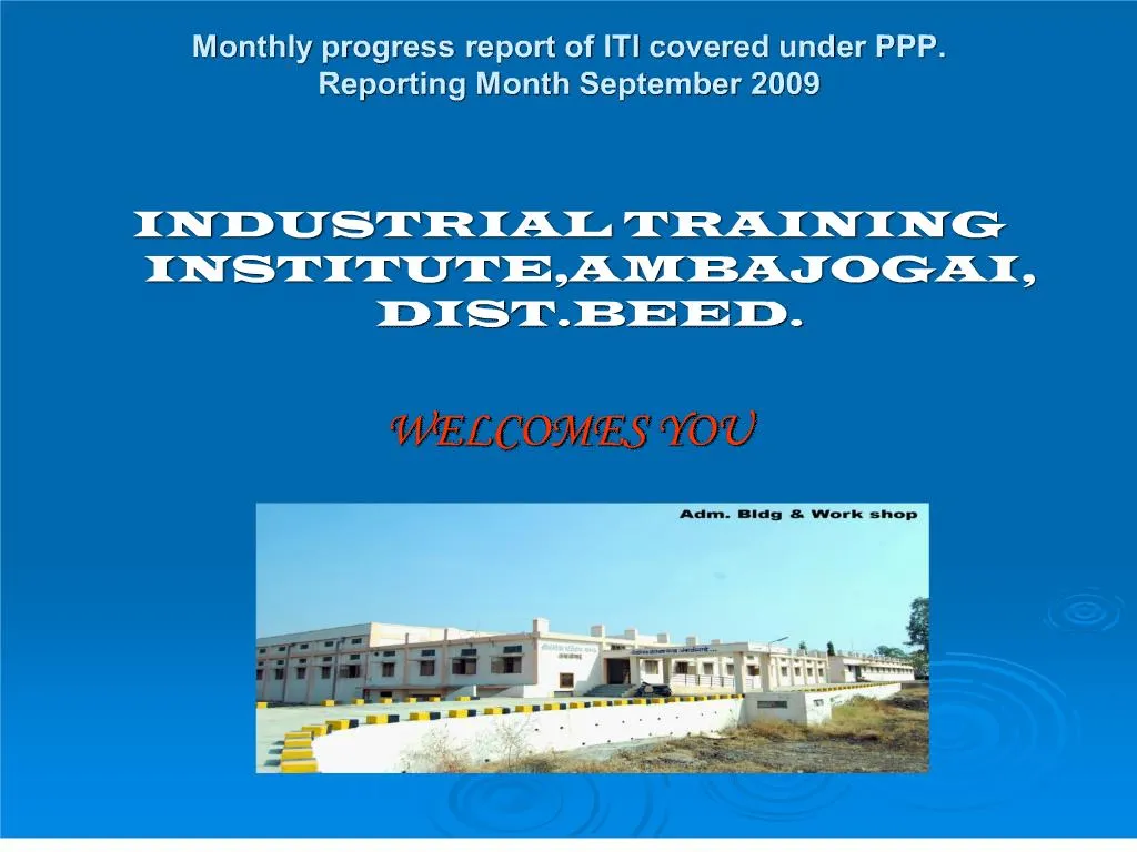 PPT - monthly progress report of iti covered under ppp. reporting month ...