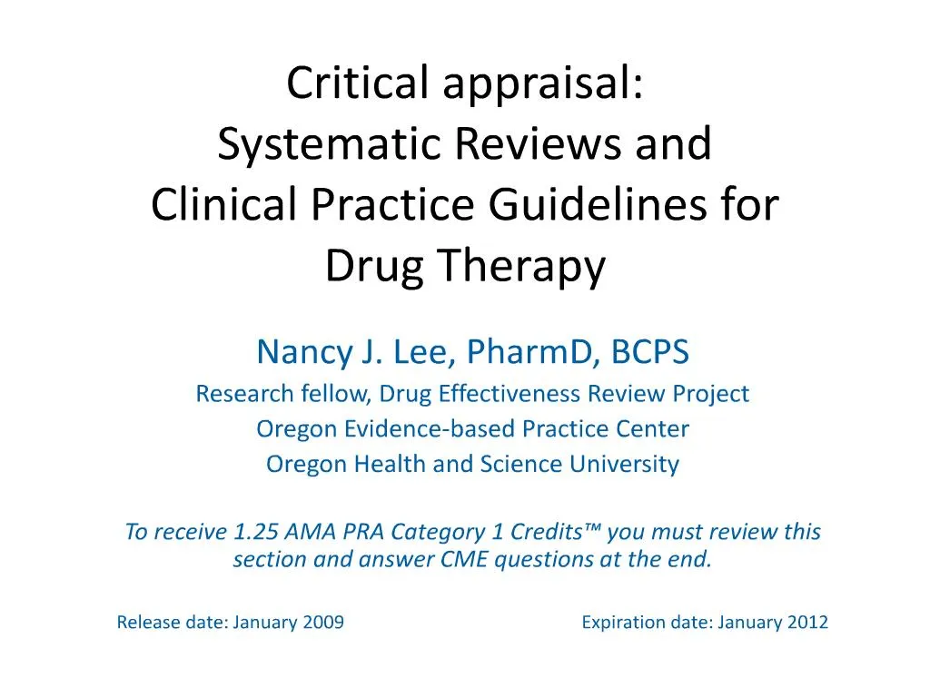 PPT - critical appraisal: systematic reviews and clinical practice ...
