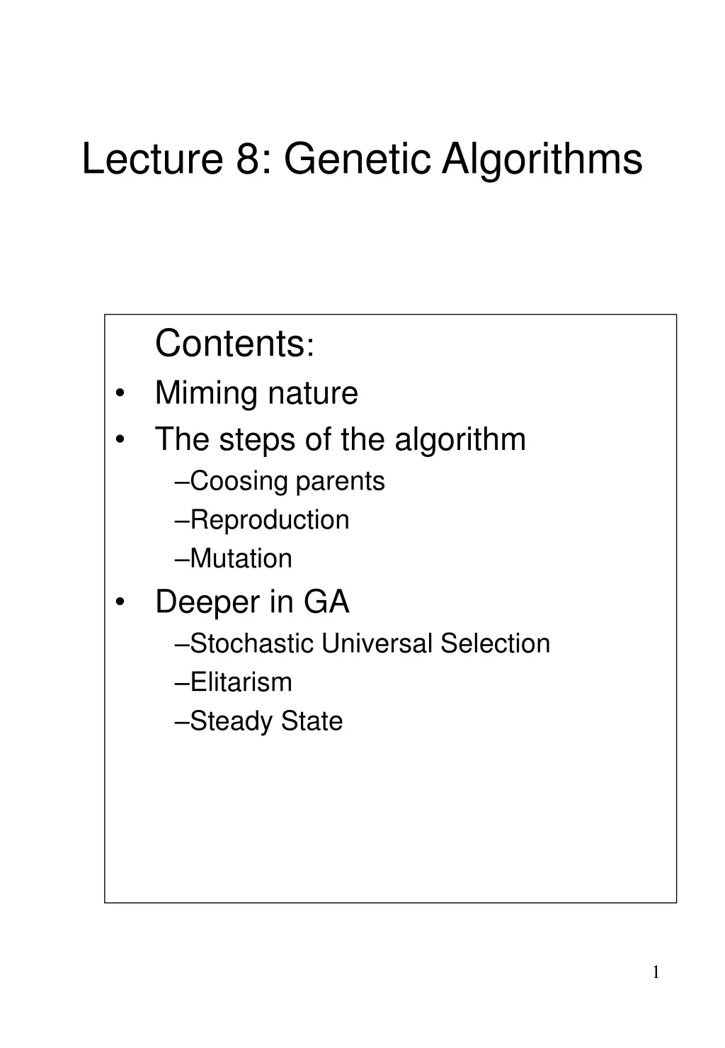PPT - Lecture 8: Genetic Algorithms PowerPoint Presentation, free download - ID:156307