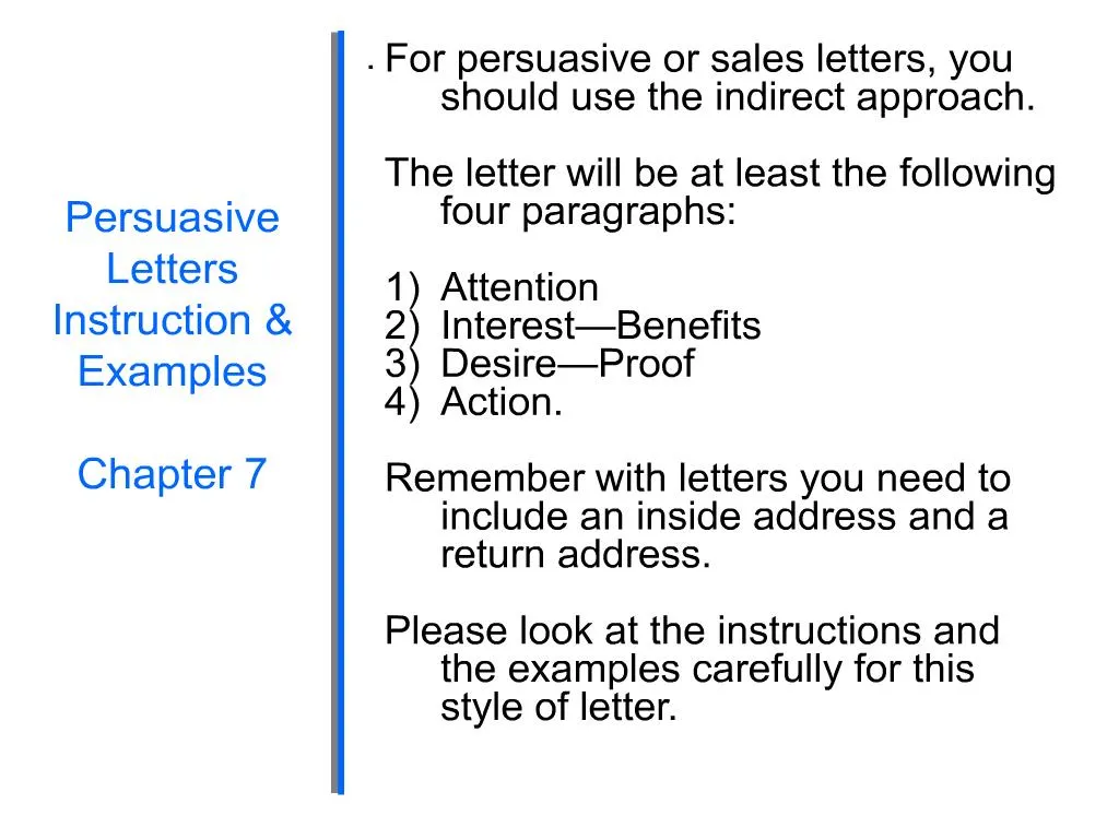 PPT - persuasive letters instruction examples chapter 7 PowerPoint ...