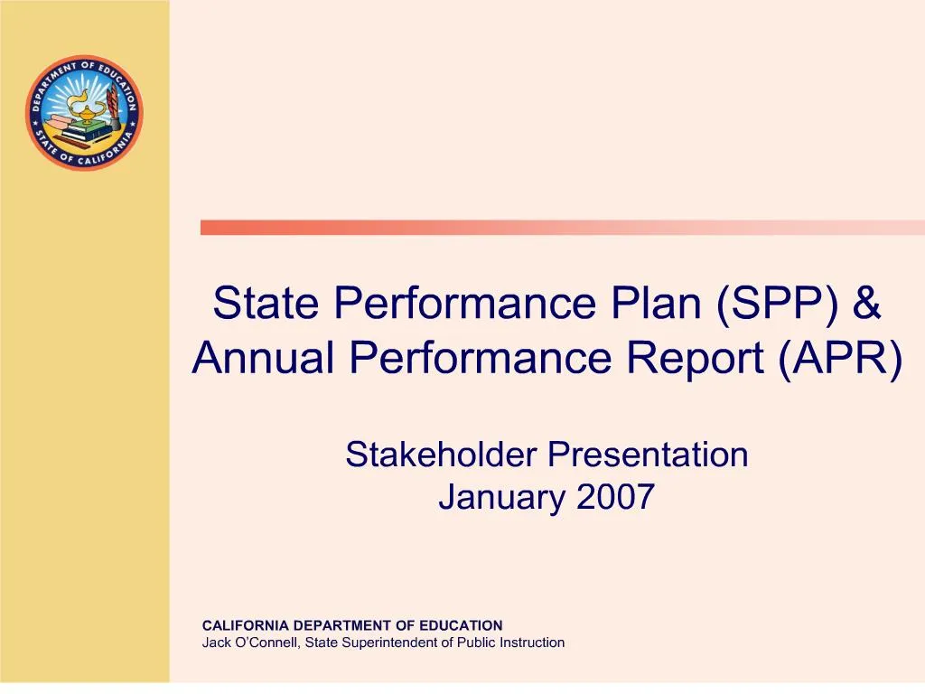 PPT - state performance plan spp annual performance report apr ...