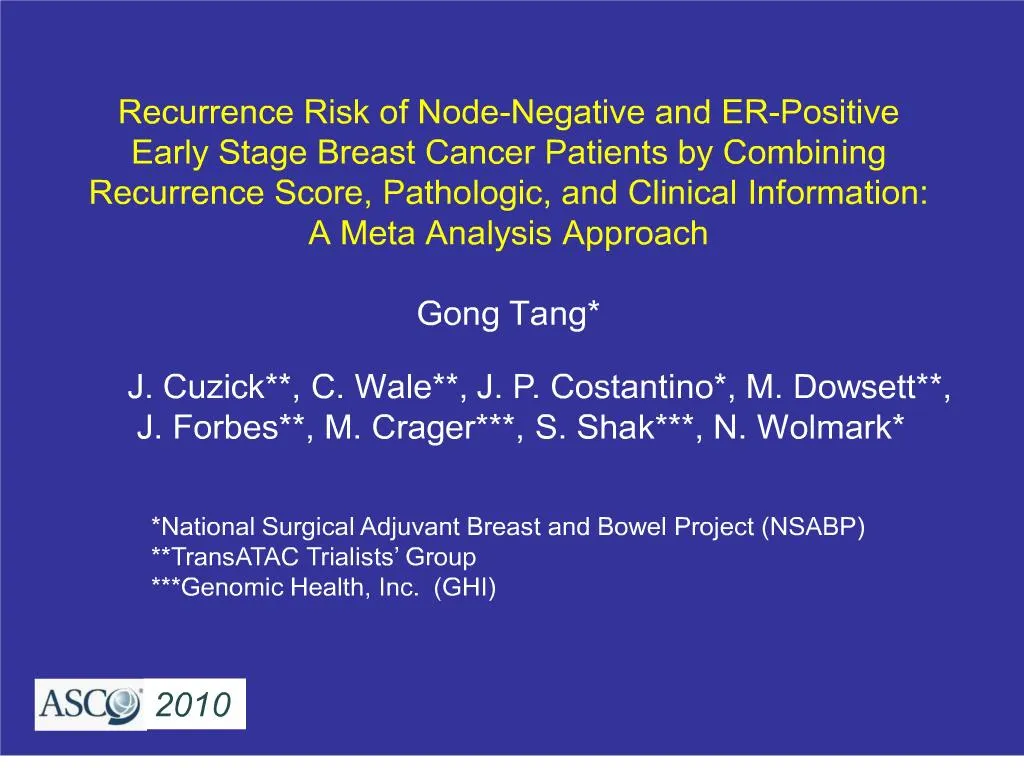 PPT - recurrence risk of node-negative and er-positive early stage ...