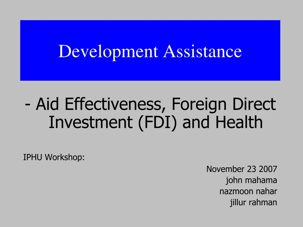 PPT - Development Assistance PowerPoint Presentation, free download ...