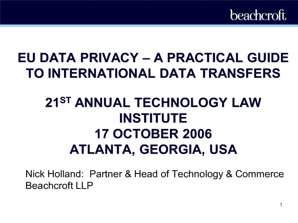 PPT - eu data privacy a practical guide to international data transfers ...