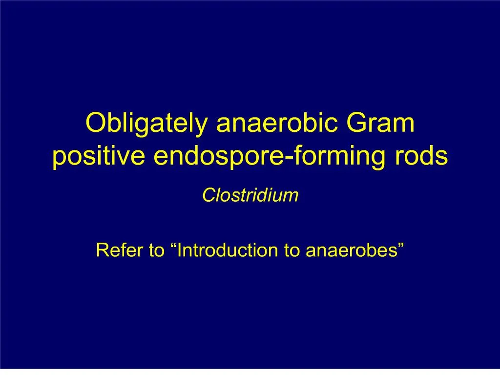 PPT - obligately anaerobic gram positive endospore-forming rods ...