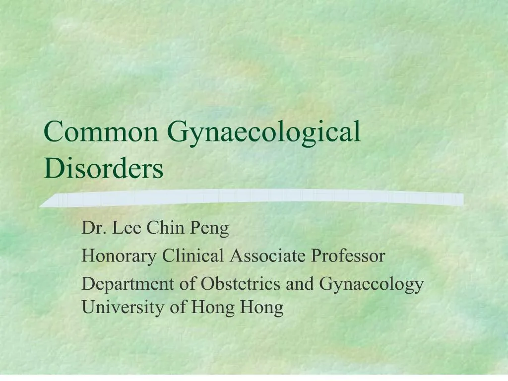 PPT - common gynaecological disorders PowerPoint Presentation, free ...