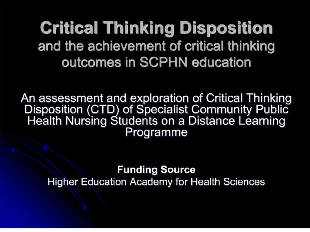 PPT - critical thinking disposition and the achievement of critical ...