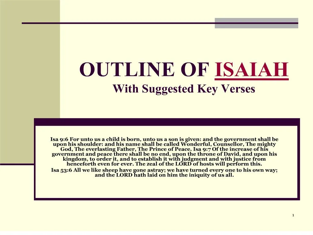 PPT - OUTLINE OF ISAIAH With Suggested Key Verses PowerPoint ...