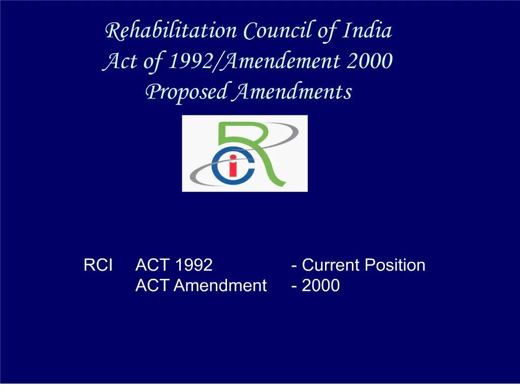 PPT - Rehabilitation Council of India Act of 1992 PowerPoint ...