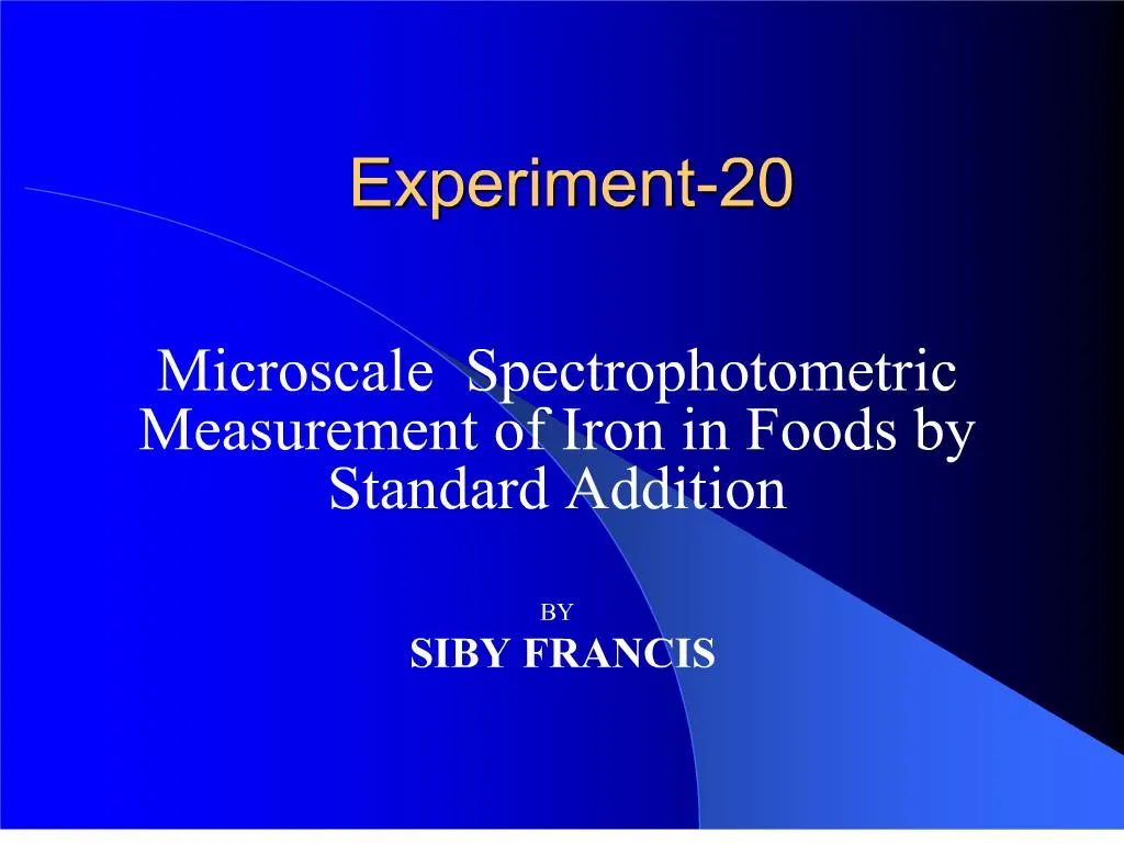 PPT - Experiment-20 PowerPoint Presentation, free download - ID:173049