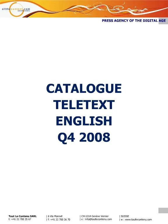 PPT - CATALOGUE TELETEXT ENGLISH Q4 2008 PowerPoint Presentation, free ...
