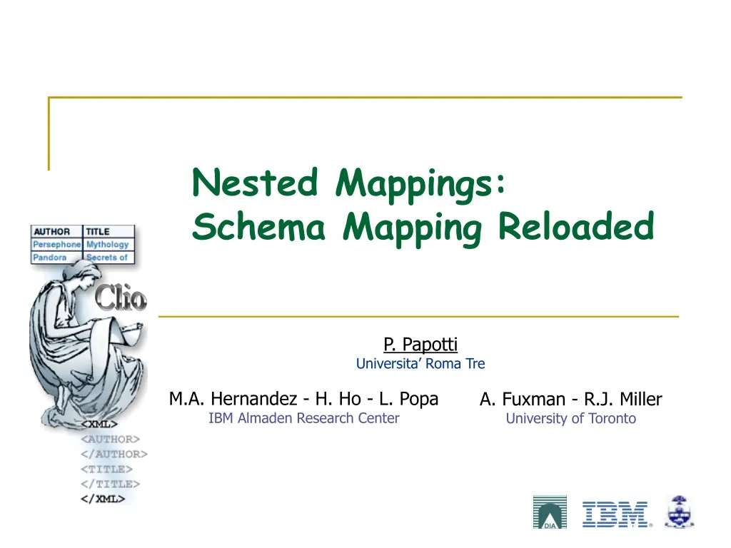 PPT - Nested Mappings: Schema Mapping Reloaded PowerPoint Presentation ...