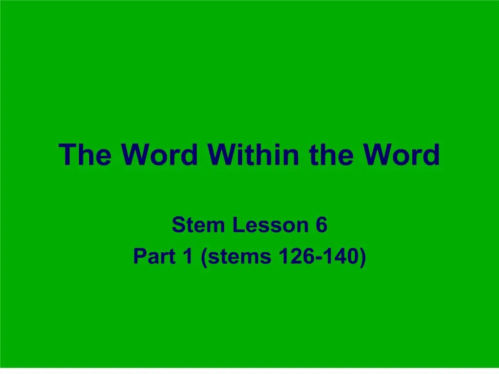 PPT - The Word Within the Word PowerPoint Presentation, free download ...