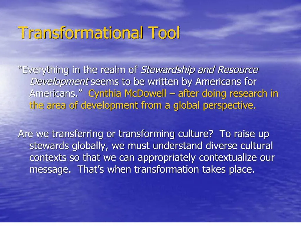 PPT - Transformational Tool PowerPoint Presentation, free download - ID ...