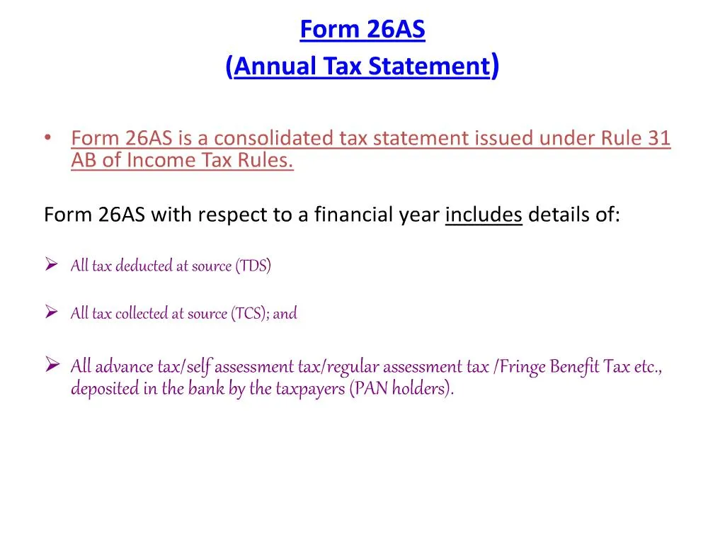 PPT - Form 26AS Annual Tax Statement PowerPoint Presentation, free ...