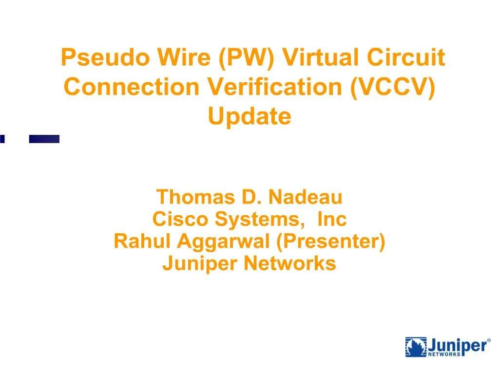 PPT - Pseudo Wire PW Virtual Circuit Connection Verification VCCV ...