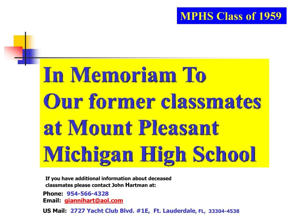 Ppt In Memoriam Mphs Class Of 1959 Deceased Classmates Powerpoint