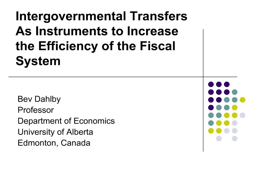 PPT - Intergovernmental Transfers As Instruments to Increase the ...