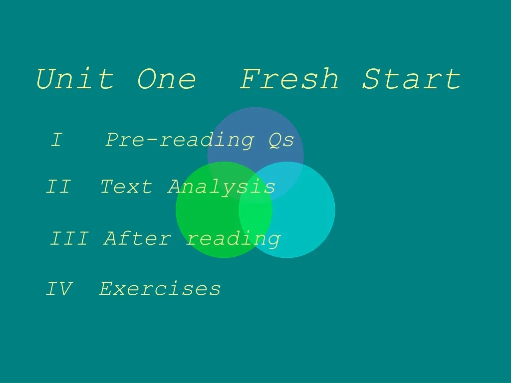 PPT - Unit One Fresh Start PowerPoint Presentation, free download - ID ...