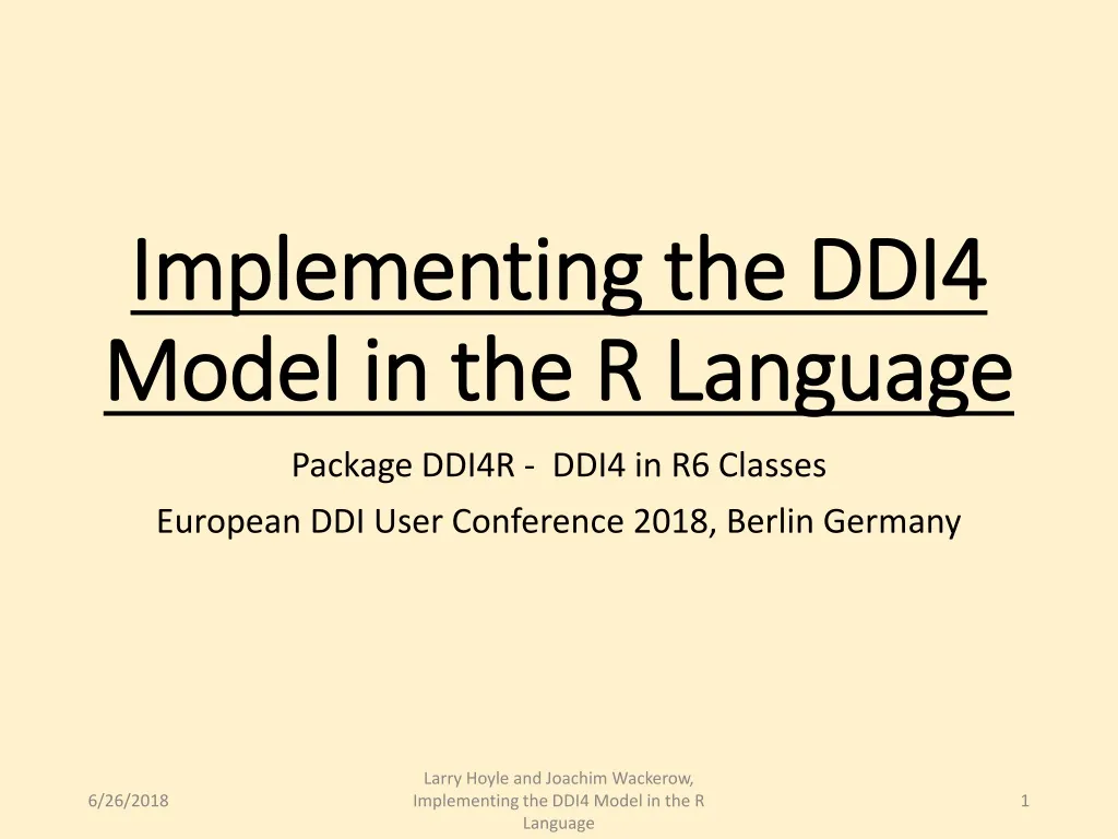 PPT - Implementing the DDI4 Model in the R Language PowerPoint ...
