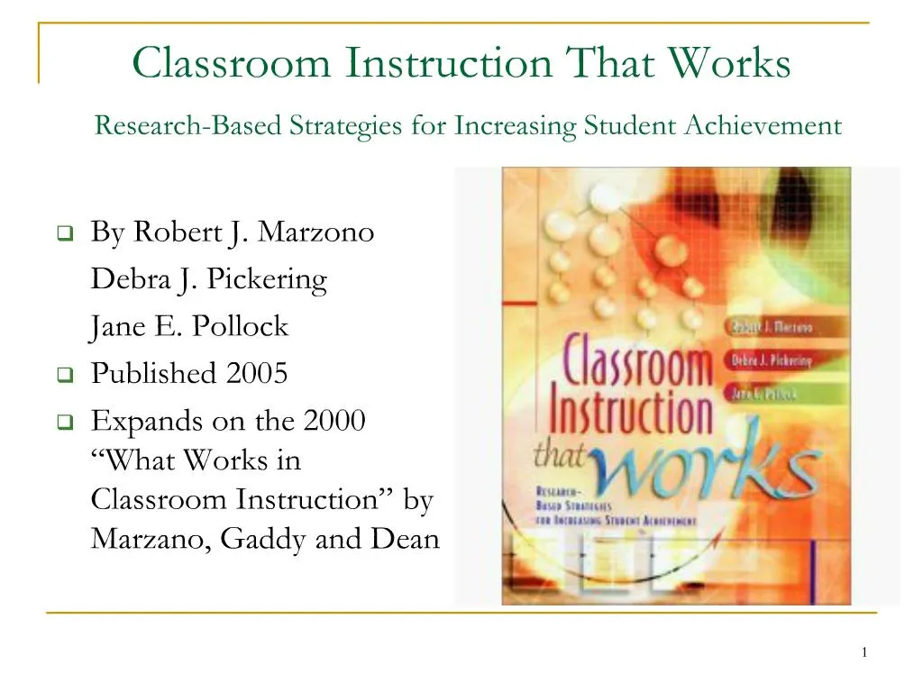 PPT - Classroom Instruction That Works Research-Based Strategies for ...