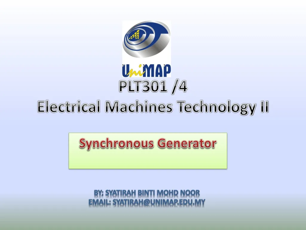 PPT - PLT301 /4 Electrical Machines Technology II PowerPoint ...