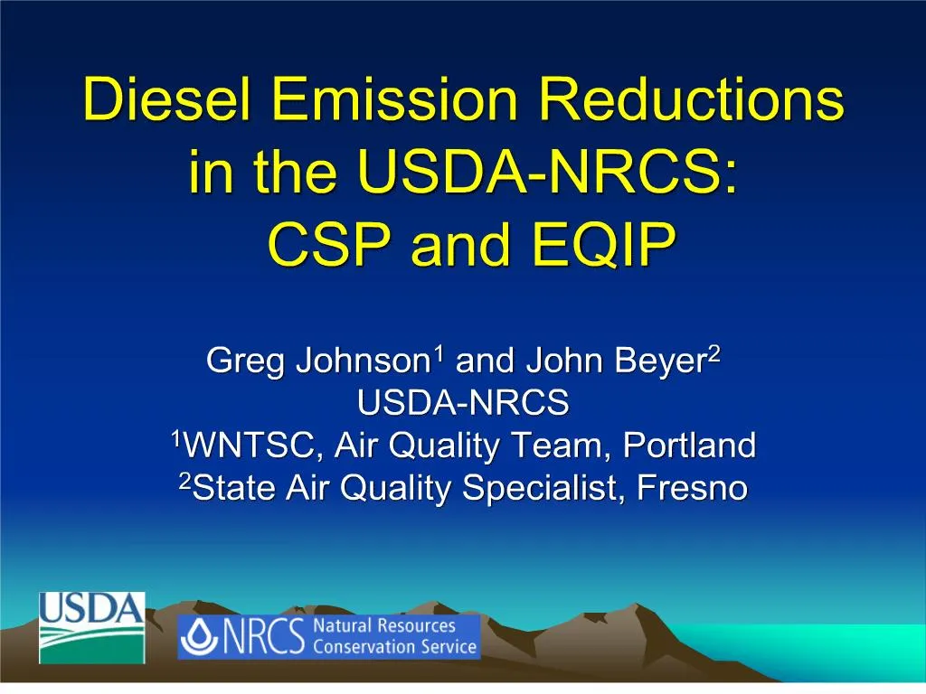 PPT - Diesel Emission Reductions in the USDA-NRCS: CSP and EQIP ...