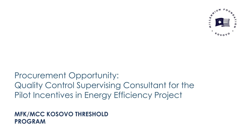 PPT - Procurement Opportunity: Quality Control Supervising Consultant ...