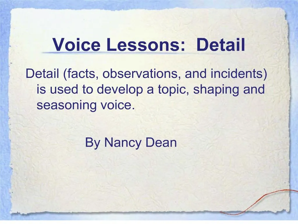 PPT - Voice Lessons: Detail PowerPoint Presentation, free download - ID ...