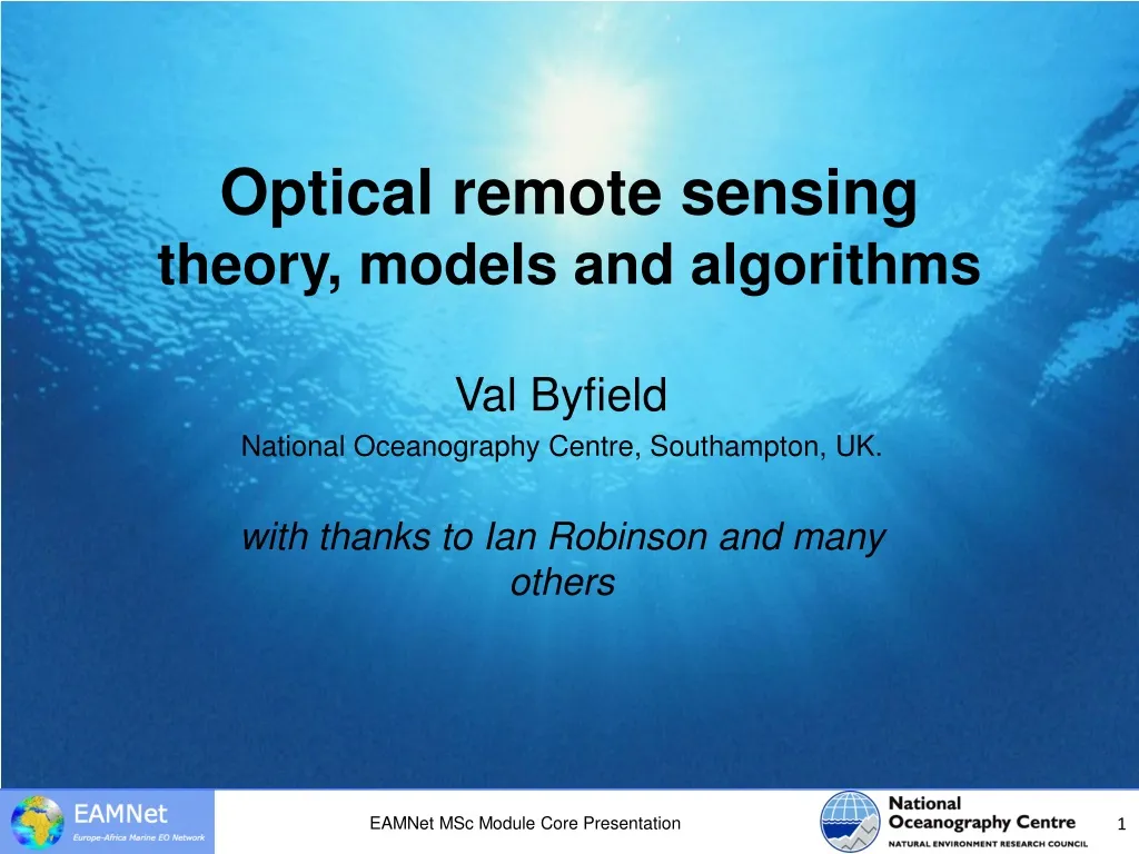 PPT - Optical remote sensing theory, models and algorithms PowerPoint ...